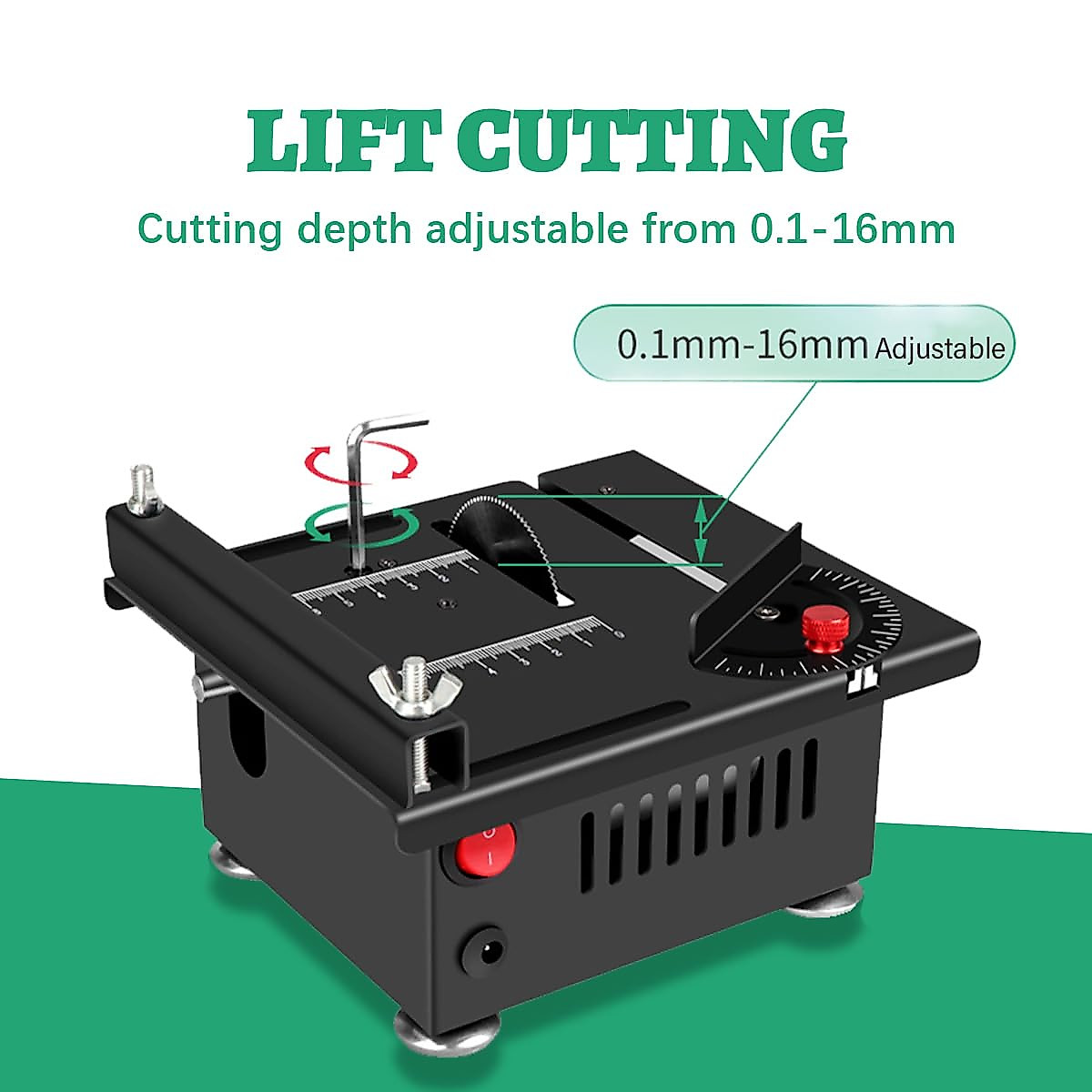 Mini Multi-functional Table Saw, Mini Table Saw for Crafts, Multi-functional Portable Adjustable Cutting Sanding Engraving Drilling All-in-One Machine, Mini Table Saw for Wood Cutting, C-Regular