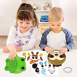 15pcs Paper Plate Art Kit for Kids Toddler Crafts Safari Jungle Animals Art Kits Simple DIY Animals Paper Plate for Boys Girls Craft Parties Groups and Classroom