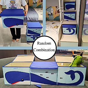 MYFLOCY Toy Box for Kids Extra Large, Collapsible Toddler Toy Organizer Storage, Waterproof Child Toy Chest for Boys Girl with Lids, Sturdy Toy Kid Storage Bin for Nursery(Navy Blue Whale)