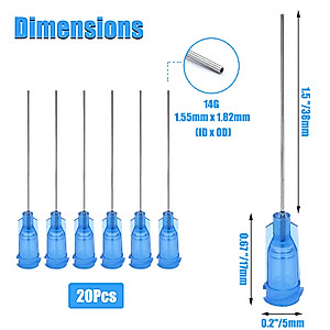 Zorveiio 20 Pack 22Ga 1.5 Inch Blunt Tip Dispensing Neddle,Blue Plastic Syringe Blunt Tip Neddle,Tapered Luer Lock Dispensing Needles for Industrial Use