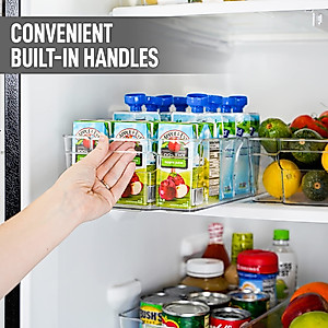 Zulay 4 Pack Clear Refrigerator Organizer Bins - XL Fridge Organizers and Storage Clear - Ideal Freezer Organizer Bins, Refrigerator Storage Containers, Kitchen Cabinets, Pantry Organization