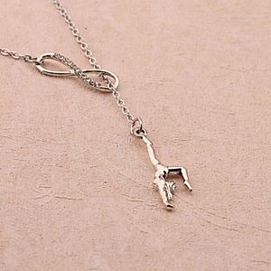 FUSTMW Gymnast Gift Gymnastics Y Necklace Infinity Love Charm Gymnast Jewelry Gymnastics Class Gift for Women