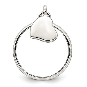 IceCarats 925 Sterling Silver Dangling Heart Love Ring Size 8