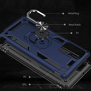 Meifei case for Samsung Galaxy Note 20 Case, Military Grade 360 Degree Rotating Metal Ring Holder Kickstand Protective Phone Cover for Samsung Galaxy Note 20 (5G) 6.7”, 2020 Released Blue