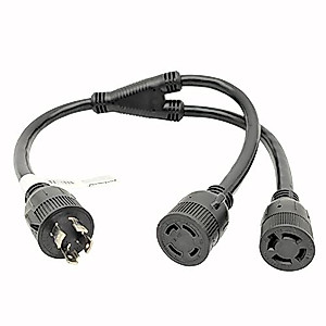 Parkworld 886474 Generator Splitter 4-Prong L14-30P Male to L14-30R & L14-20R Female Y Adapter Cord
