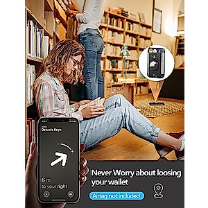 MagSafe Wallet with AirTag Holder, Magnetic Wallet Card Holder for Magsafe, Magnetic Wallet for iPhone 14 Pro Max/14 Pro/14/14 Plus/13 Pro Max/13 Pro/13/13 Mini/ 12 Series（Black）