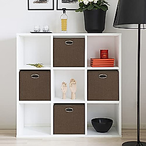 Posprica Cube Storage Bins 13×13 Fabric Foldable Box with Handles, Collapsible Organization Basket Set of 4 Large Capacity Drawer for Closet Shelf Cabinet Bookcase Bedroom, Dark Brown