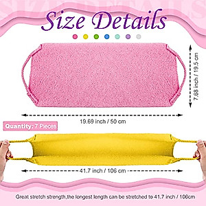 7 Pieces Exfoliating Back Scrubber for Shower with Handles Nylon Back Exfoliator Back Washers Stretchable Pull Strap Exfoliating Loofah Washcloth for Women Men Body Deep Cleaning Massages