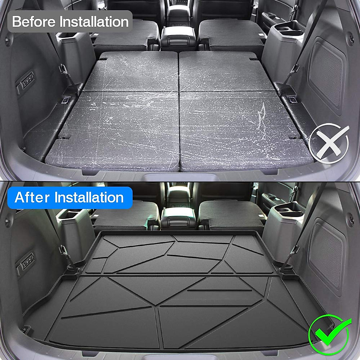 KUST Cargo Mat for 2011-2019 Ford Explorer Cargo Liner All Weather Trunk Floor Mat Black TPO Non-Slip