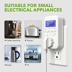 HBN Watt Meter Plug with Backlight, Plug-in Socket Power Meter Electricity Usage Monitor Consumption Home Electrical Energy Monitor, Voltage Amps Wattage Electricity Usage Tester, 9 Display Modes