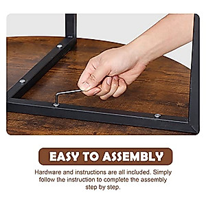 SUPER DEAL Round Coffee Tables w/ 32 Inch Rustic Wooden Surface Top and Sturdy Metal Legs Industrial Cocktail Table for Living Room, Rustic Brown