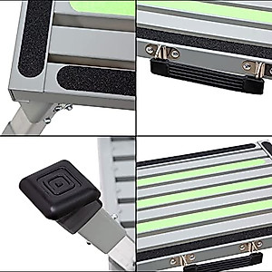 Homeon Wheels Aluminum Safety RV Steps Adjustable Height Folding Platform Step with Friction Strips Non-Slip Rubber Feet and Handle RV Step Stool Supports Up to 1000lbs.