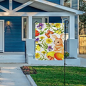 My Little Nest Seasonal Garden Flag Easter Bunny Spring Butterflies Vertical Garden Flags Double Sided for Home Farmhouse Yard Holiday Flag Outdoor Decoration Banner 12"x18"