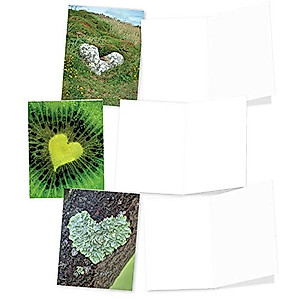 The Best Card Company - 10 Blank Heart Note Cards Boxed (4 x 5.12 Inch) - All Occasion Heartfelt Love Card Assortment - Heartscapes AM6838OCB-B1x10