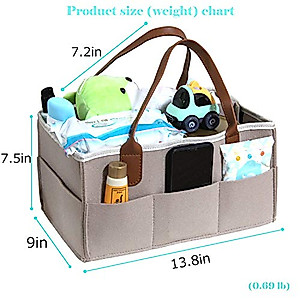 MARKKEER Baby Diaper Caddy Organizer, Nursery Storage Bin Car for Diapers and Baby Wipes, Changing Table Diaper Caddy, Portable Baby Essentials Basket Holder Tote Bag for Girl Boy (large,Beige)