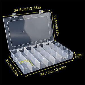 Organizer Box with Parkical Adjustable Dividers, 28 Grids Plastic Storage Container for Jewelry, Craft DIY, Bead Organizer, Sewing, Dip Powder, Hair Accessories (3 Pack 28 Compartment Organizer Box)