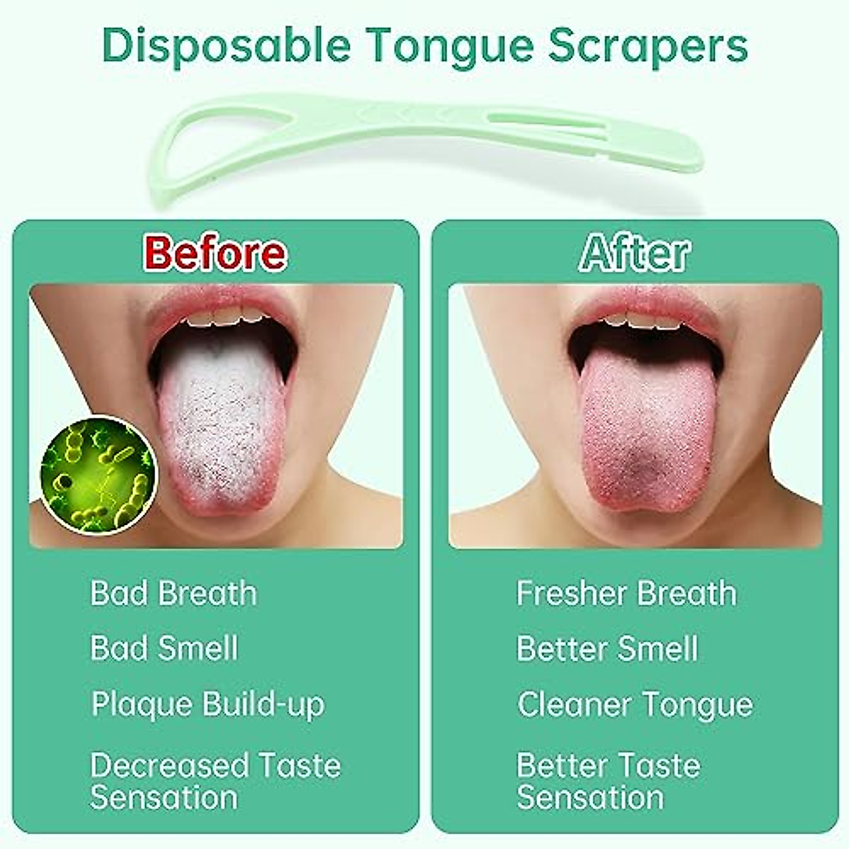 36 Counts Tongue Scrapers, BPA Free Tongue Cleaner Scrapers for Adults & Kids, Plastic Tongue Scrubber with Zipper Bag Great for Oral Hygiene,Easily Fresh Breath On The Go