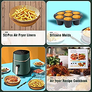 Air Fryer Accessories for COSORI Ninja Gourmia Dash Power XL 3.6 4.2 5.8QT Air Fryer, 12 PCS Air Fryer Accessory with Oven Cake Pan Pizza Pan Air Fryer Liner