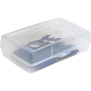 Sparco Clear Plastic Pencil Box Storage Case