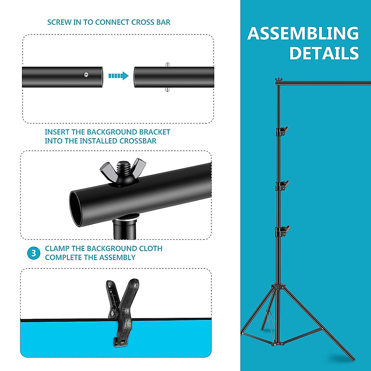 Neewer 8.5x10ft Backdrop Stand Support Continuous Lighting Kit for Photography Video Shooting