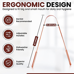 Absolute Ayurvedic Tongue Scraper For Adults Copper, Copper Tongue Cleaner For Oral Health and Fresh Breath, Tongue Scraper For Adults, Travel Tongue Scraper Pack of 2 with Travel Case.