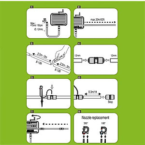 Lily's Home Above Ground Sprinkler System. DIY Irrigation System for Raised Garden Bed, Grass, Shrubs, Flowers, Vegetables. 6 Micro Sprinklers Set Connecting Directly to Your Garden Hose