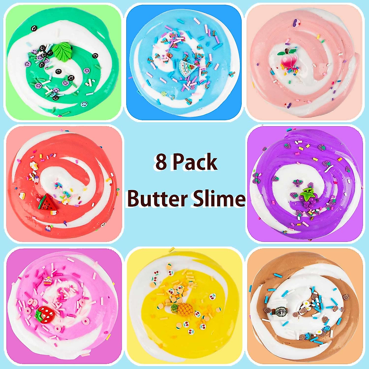New Butter Slime 8 Pack, Scented Slime for Girls and Boys Party Favor, Birthday Gifts, Classroom, Carnival Prizes, Goodie Bag Stuffers,Soft and Non-Sticky