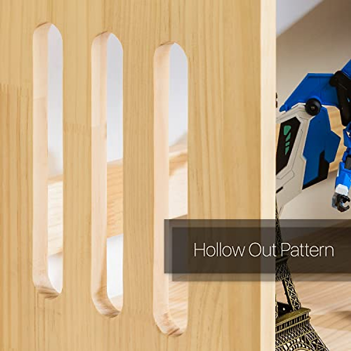 MoNiBloom Bookcase with Organizer and 2 Drawers, 3 Tier Wood Display Shelf Stand for Multifunction Storage Cabinet for Living Room, Bedroom, Natural