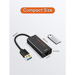 USB to Ethernet Adapter, CableCreation USB 3.0 to 10/100/1000 Gigabit Wired LAN Network Adapter Compatible with Nintendo Switch, Windows, MacBook, macOS, Mac Pro Mini, Surface Pro, Laptop, PC and More