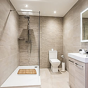 Mind Reader Bali Collection, Luxury Bamboo Shower Bath Mat, 25.2"L x 15.75"W x 0.67"H, Brown