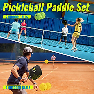 Pickleball Paddles, Pickleball Set, USAPA Approved Best Pickleball Rackets Fiberglass Face, Thicker Polypropylene Honeycomb Core, Lightweight Pickleball Paddles Set of 2 & 4 Indoor Outdoor balls & Bag