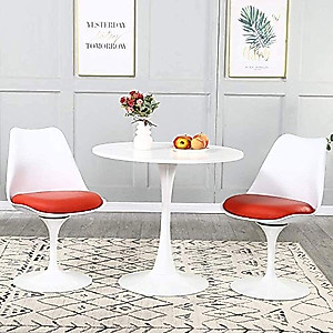 WENYU Round White Dining Table - Modern Dining Table Pedestal Dining Table for Small Space End Table Leisure Coffee Table Office Kitchen Table Dining Room Table, 31.5 Diameter