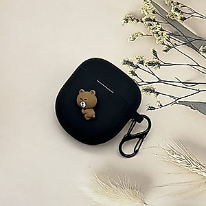 Cute Case Compatible with Bose QuietComfort Earbuds II, Silicone Kawaii Skin Cover Shockproof and Scratch Resistant Protective Case with Keychain for New Bose QuietComfort Earbuds II (Black)