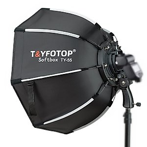T&YFOTOP 22 inches/55 Centimeters Octagonal Softbox with S-Type Bracket Mount, Carrying Case Compatible with Camera Flash Speedlites TT560 NW561 NW565 NW625 NW635 NW670 750II, etc (55cm softbox)
