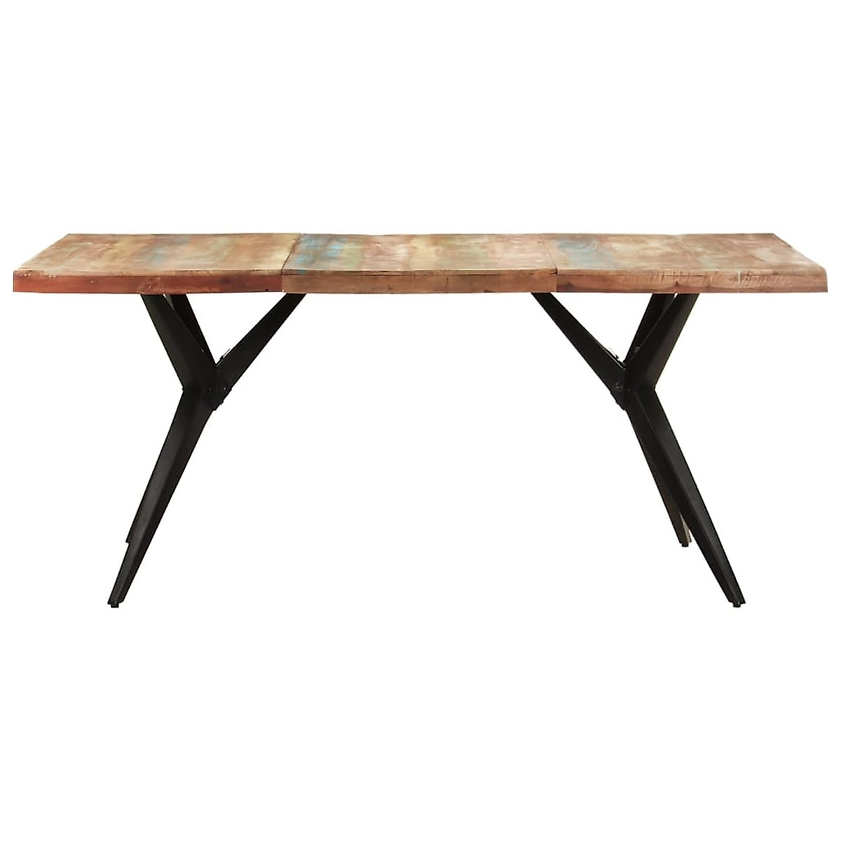 Tidyard Dining Table Reclaimed Wood Tabletop Powder-Coated Steel Legs Industrial Style Table for Kitchen, Bistro, Home Furniture 70.9 x 35.4 x 29.9 in