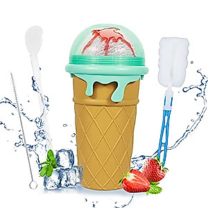 Slushie Maker Cup, 500ml Magic Quick Frozen Smoothies Cup, Portable Squeeze Cup Slushy Maker, Summer Juice Ice Cream Cup Freeze Double Layer Squeeze Cup for Family DIY Homemade