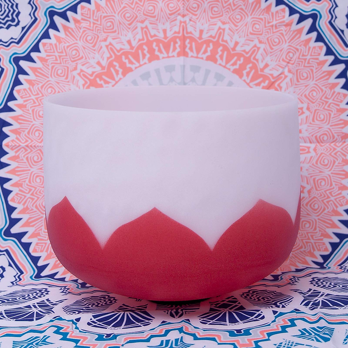 ENERGYSOUND 432Hz Perfect Pitch C Root Chakra Lotus Designed Frosted Quartz Crystal Singing Bowl 12 inch mallet and o-ring included