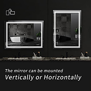FRALIMK Lighted Bathroom LED Mirror 32" x 44" Wall Mounted Vanity Mirror Dimmable Led Makeup Mirror with High Lumen Anti-Fog Bathroom Vanity Mirror, Horizontally/Vertically Hanging