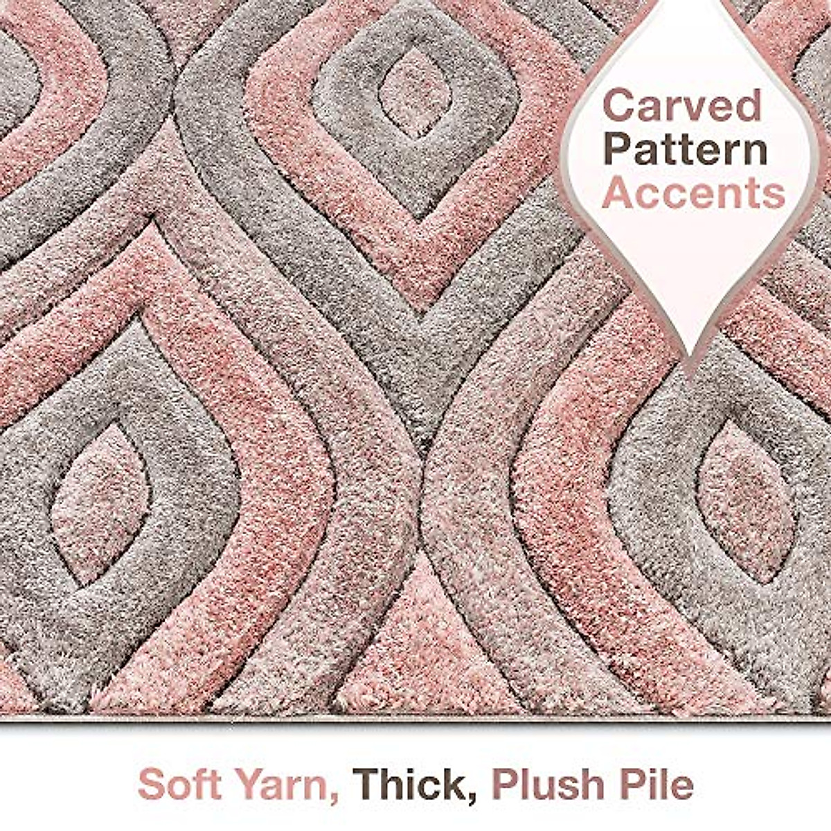 Well Woven Moira Pink Geometric Trellis Thick Soft Plush 3D Textured Shag Area Rug 8x10 (7'10" x 9'10")