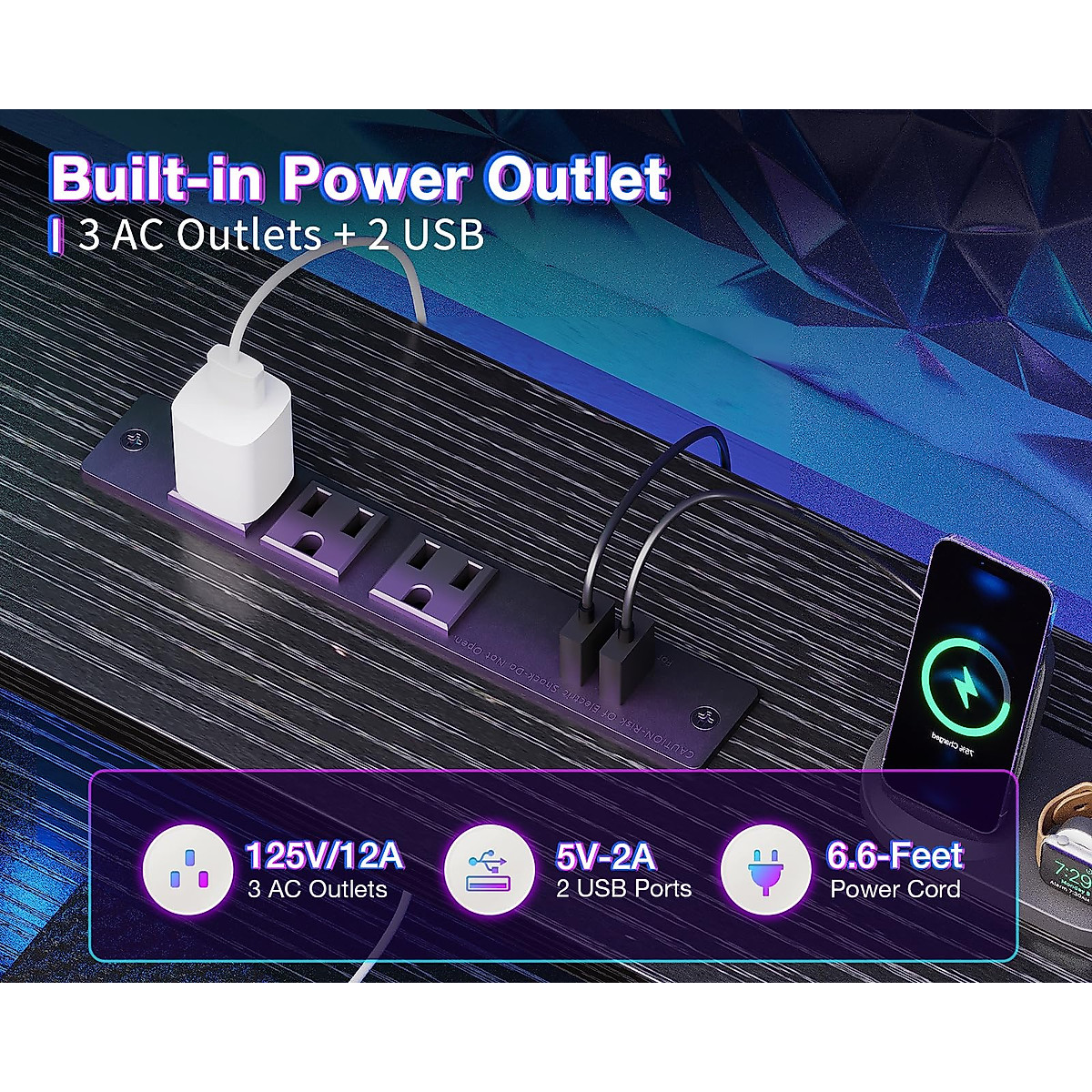 Coleshome 98 Inch 2 Person Gaming Desk with Storage Shelves- Long Double Home Office Computer Desks with USB Charging Port & LED Lights, Writing Desk with Monitor Stand, Modern Study/Work Table, Black