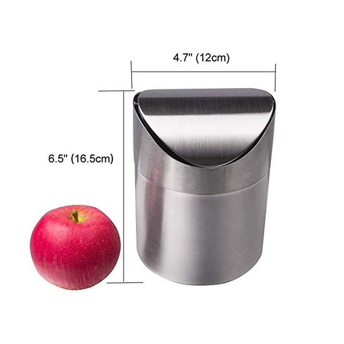 JILLICK Small Mini Trash Can with Lid, Brushed Stainless Steel Small Tiny Mini Trash Bin Can, Mini Countertop Trash Cans for Desk Office, Swing Top Trash Bin 1.5 L/0.40 Gal (Sliver)