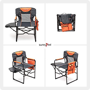 SUNNYFEEL Camping Directors Chair, Heavy Duty,Oversized Portable Folding Chair with Side Table, Pocket for Beach, Fishing,Trip,Picnic,Lawn,Concert Outdoor Foldable Camp Chairs