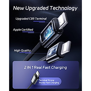 DreamBee Retractable Car Charger,Super Fast USB Car iPhone Charger,Dual iPhone Retractable Cables (31.5 inch) and 2 USB Ports Car Charger Adapter for iPhone14/13/12/11 Pro Max/XS MAX/,iPad,Samsung