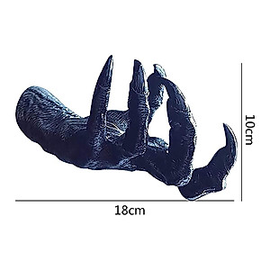BAWAQAF, Witchs Demon Hand Statue Wall Hanging Ornament 3D Simulation Decorative Resin Art Open Hand Sculpture Statue Mythical Fantasy Home Decor,for Home Office Bar (Black)