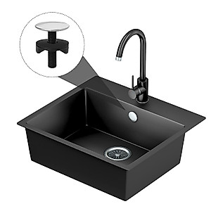 2 Pieces Sink Hole Cover Stainless Steel Kitchen Sink Hole Covers for Counter Space Countertop Faucet Hole Cover Black Sink Tap Hole Plate Stopper Plug Sink Caps for Top Holes