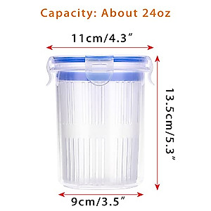 JUXYES Plastic Pickle Container Jar with Strainer Flip, Transparent Pickle Storage Container with Strainer Insert, Pickle Jar Juice Separator Dry Wet Separation Pickle And Olive Container with Lock It Lid
