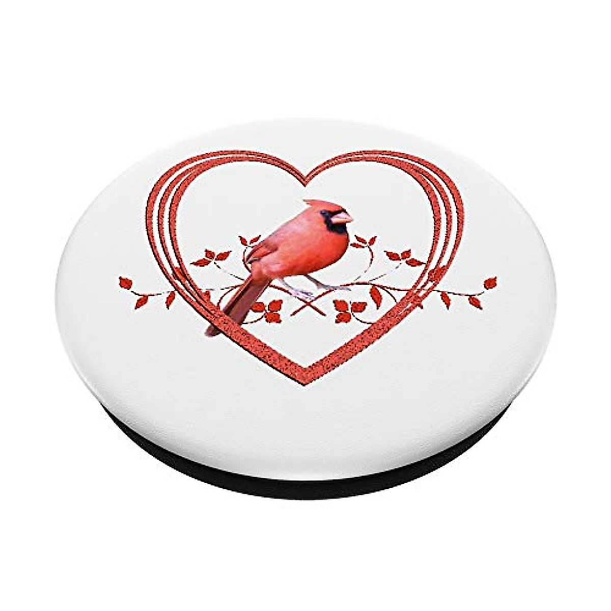 Northern Cardinal Bird in Heart PopSockets PopGrip: Swappable Grip for Phones & Tablets