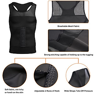 MOLUTAN Mens Compression Shirt Slimming Body Shaper Vest Sleeveless Waist Traner Workout Tank Top Tummy Control Shapewear (Black, Large)