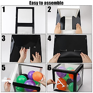 Geyee 8 Pieces Balloon Box Decoration, Transparent Block with 78 Letters/ 3-Sets of A-Z for Halloween Decor Bride Shower, Baby Shower, Christmas Halloween Supplies, Birthday Boxes(Black)