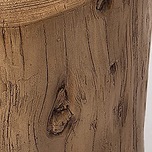 HOMPUS Concrete Outdoor Side Table Tree Stump Modern Round Coffee Table Accent Table Plant Stand Faux Wood End Table Garden Stool for Patio,Home Decor, Living Room(Light Oak)